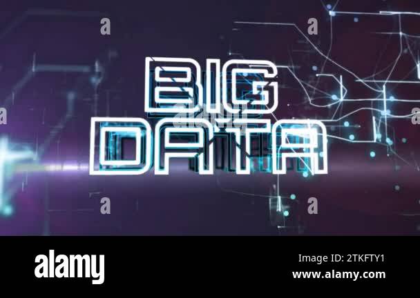 Animation of 3d big data text with navigation pattern and lens flares ...
