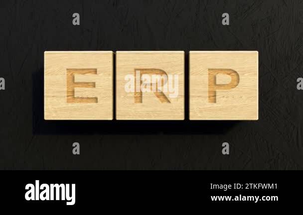Enterprise resource planning. ERP concept. Wooden blocks animation ...