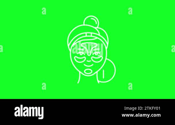 Animated eye patches white line icon. Eye bag removal. Apply and wait ...