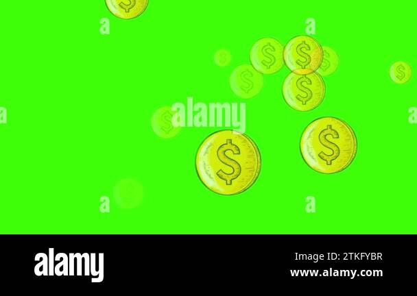 Animated Hand Drawn Doodle Golden Dollars 4K Particle Dollar Coins Pattern Flying into Screen ...
