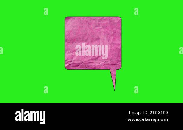 Speech bubble on green screen chroma key background. Animated pink ...