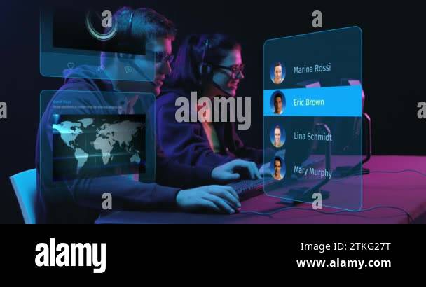 Animation of social media posts and people profiles over diverse people ...