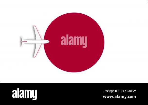 Animated plane flying over the the flag of Japan 4k motion animation ...