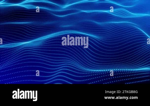 Abstract technology wave of particles. Big data visualization. Dark ...