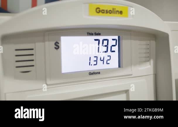 Close-up shot of a display with digital symbols changing during a ...