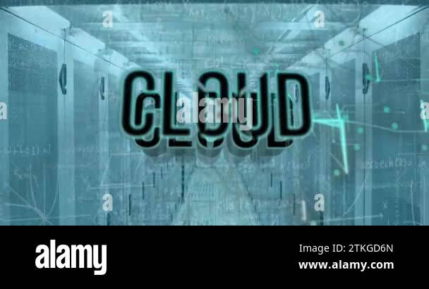 Animation of cloud text in cloud, mathematical equation and diagrams ...