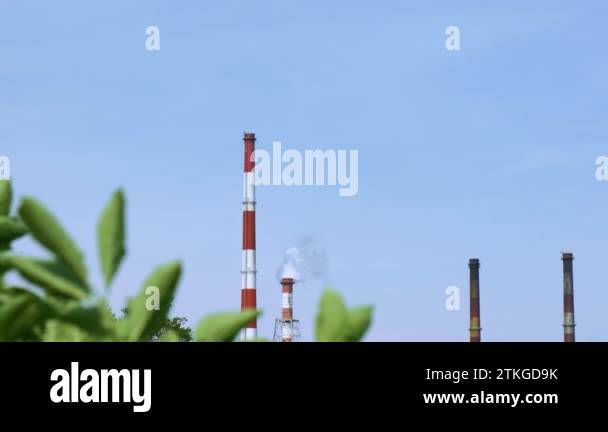 Factory pipe polluting air time lapse, environmental problems ...