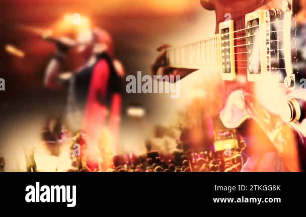 Stage lights.Musical background.Playing bass guitar and concert concept ...