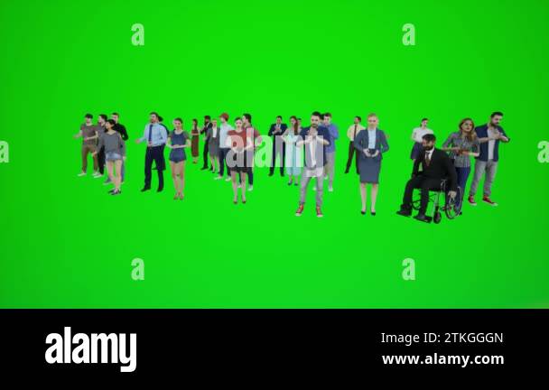 3D animation of the front view of people's protests in a standing ...