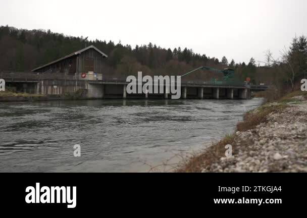 Fish ladder at Baierbrunn hydroelectric power plant. Fish ladder and ...