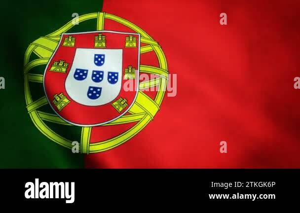 Realistic Ultra-HD flag of the Portugal waving in the wind. Seamless ...
