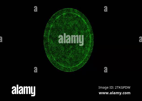 3d Mirror Rotates On Black Bg Object Dissolved Green Flickering Particles 60 Fps Business