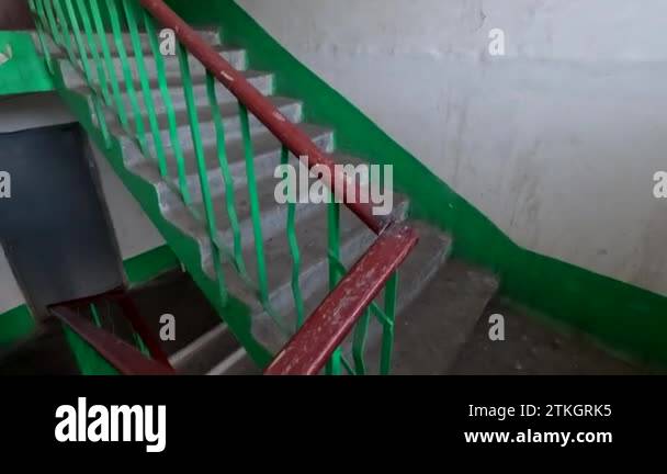 stairs in a multi-storey building. A high-rise concrete staircase ...