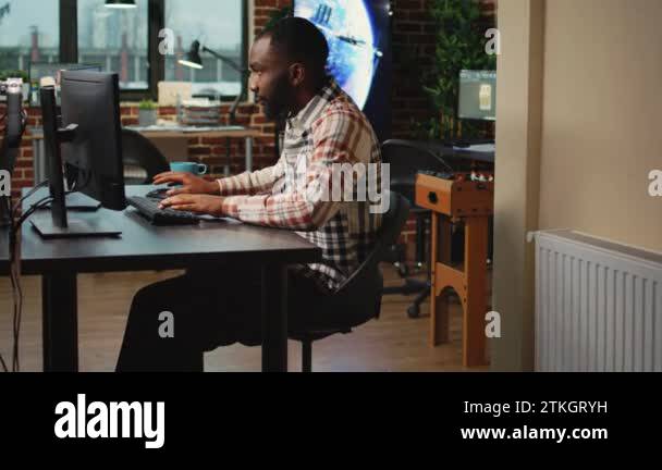 Young Creative Developer Working On 3d Engineering Or Cgi Using Cad Software And Professional