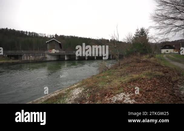 Fish ladder at Baierbrunn hydroelectric power plant. Fish ladder and ...