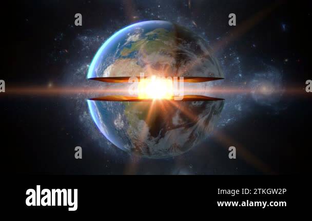 Earth core. inner structure with geological layers. Realistic 3d ...
