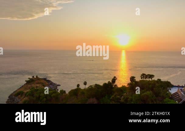 aerial view sky in sunset at Promthep capePromthep cape is the most ...