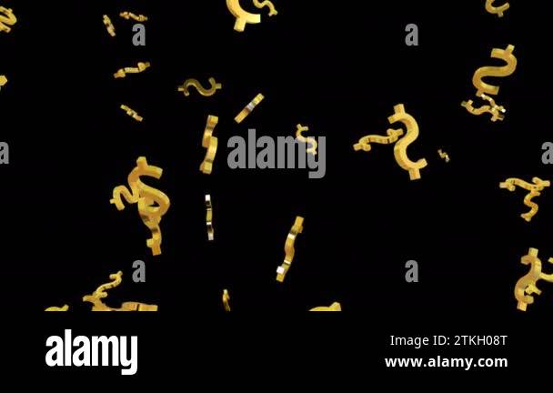Dollar sign Drop. 4k video. Dollar sign falling on black. Beautiful ...