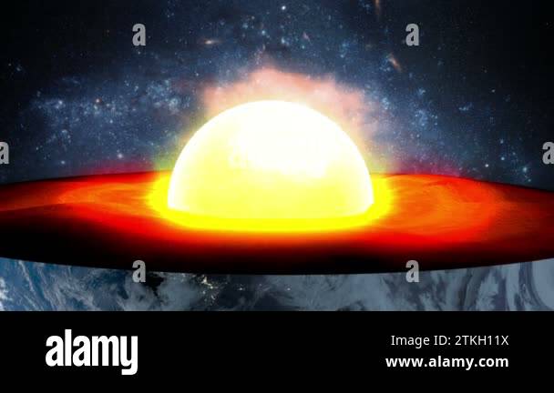 Earth core. inner structure with geological layers. Realistic 3d ...