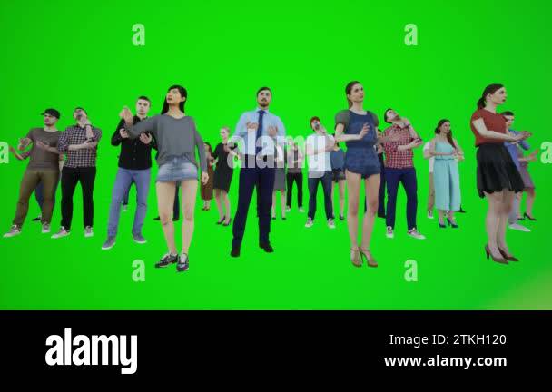 3D animation of the front view of people's protests in Europe standing ...