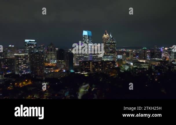 Night urban landscape of downtown district of Atlanta city in Georgia ...