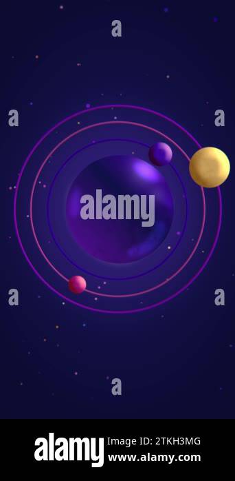 A Purple Planet In Deep Space With Three Moons, Planets Of The Solar ...