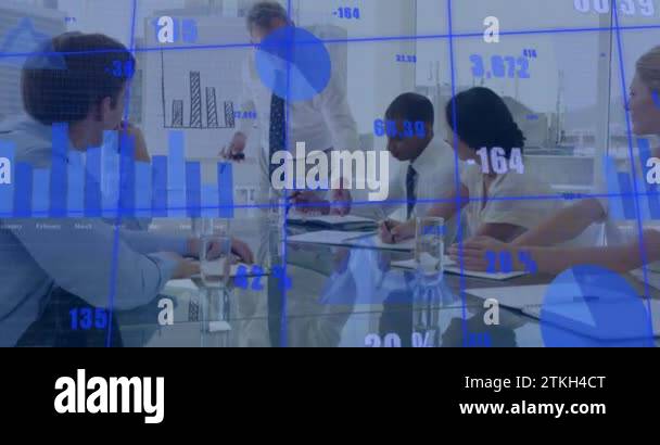 Animation of graphs, changing numbers, diverse manager explaining graph ...