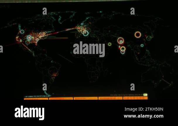 World map with different targets for cyber attack. Hacking and ...