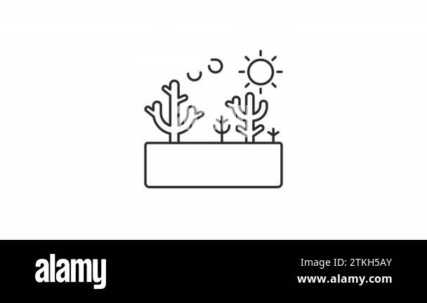 Animated drought linear icon. Climate change. Desertification. Soil ...