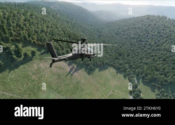 AH-64D Apache Longbow attack helicopter flying armed with rockets and ...