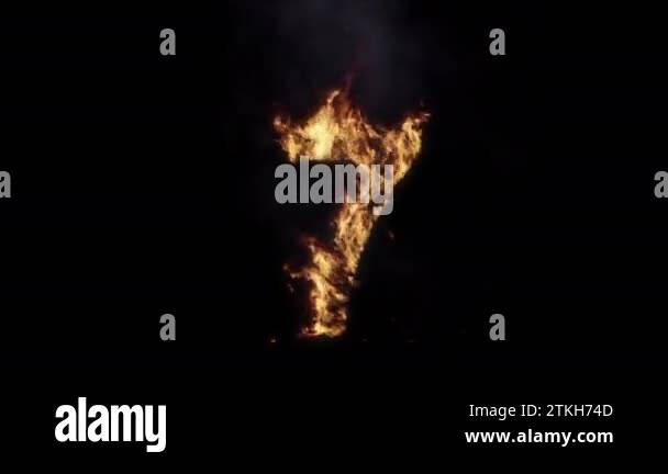 Number seven on fire - fire VFX element - 4K Pro Res with alpha pass ...