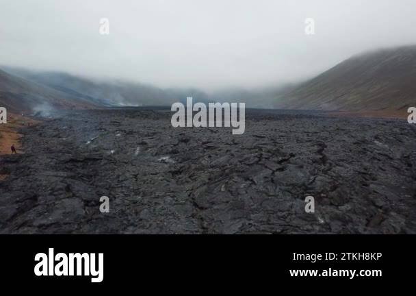 4K Aerial Drone footage of Cold Lava in Fagradalsfjall active volcano ...
