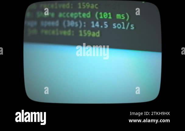 Cryptocurrency mining on a computer screen. The algorithm of the ...
