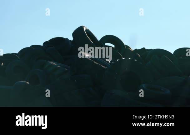 Landfill with old tires and tyres for recycling, Reuse of the waste ...