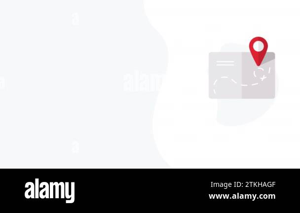 4k vertical video of cartoon map pin on white background. Concept of ...