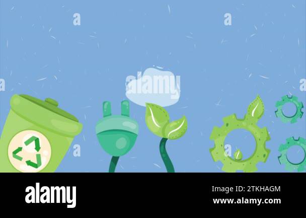 eco friendly green icons animation ,4k video animated Stock Video ...