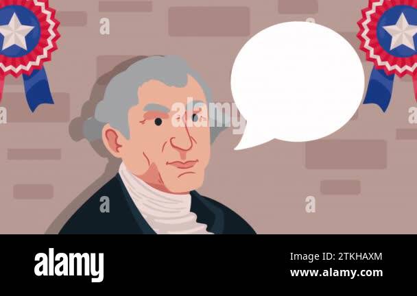 president george washington character animation ,4k video animated ...