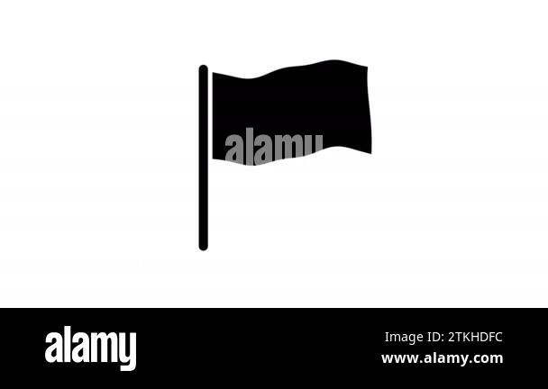 flag with stick animated cartoon icon animation with optional luma ...
