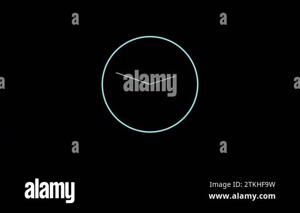2d animated clock. 2d clock isolate on Black Stock Video Footage - Alamy