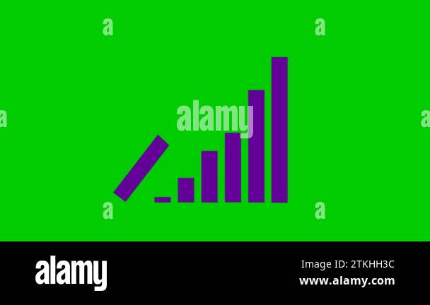 Animated financial growth chart with trend line graph. violet symbol ...
