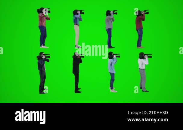 3D animation of cameramen filming on the coast of Europe Africa America ...