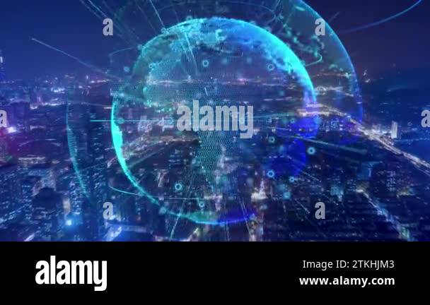 3d footage of earth globe with data analytics style HUD, big data of ...