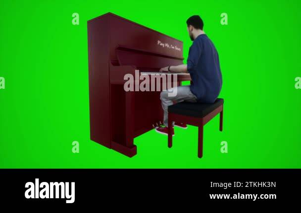 3D animation of a male coach playing the piano in a restaurant from the ...