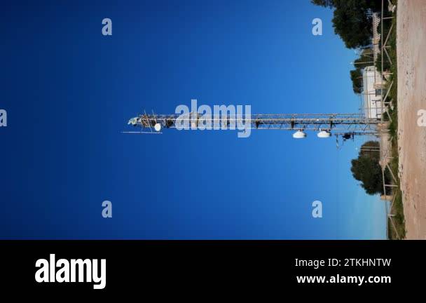 Industrial military radar transmitting and receiving signals, vertical ...