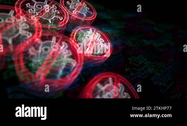 Antivirus Cyber Security Virus Detect System Alert Hologram Symbol Appears On A Electronic