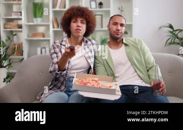 Man and woman desiring to spend free time together with vafourite food ...