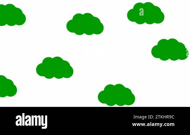 Animated green clouds fly from left to right. Looped video. Natural ...