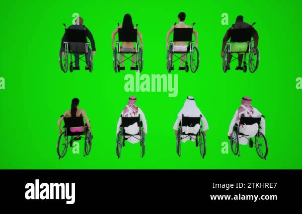 3D animation of a careless man in a wheelchair moving in a wheelchair ...