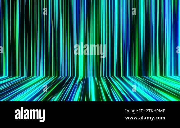 Green and blue lines flow across the wall and floor. Loop animation ...