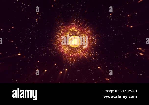 Abstract futuristic glowing with yellow light round sphere space star ...